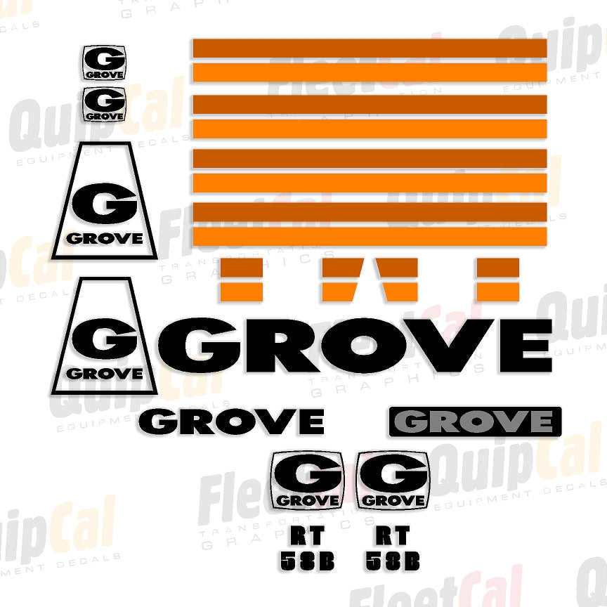 Grove RT58B Rough Terrain Crane Marking Decal Set – Truck and Equipment ...