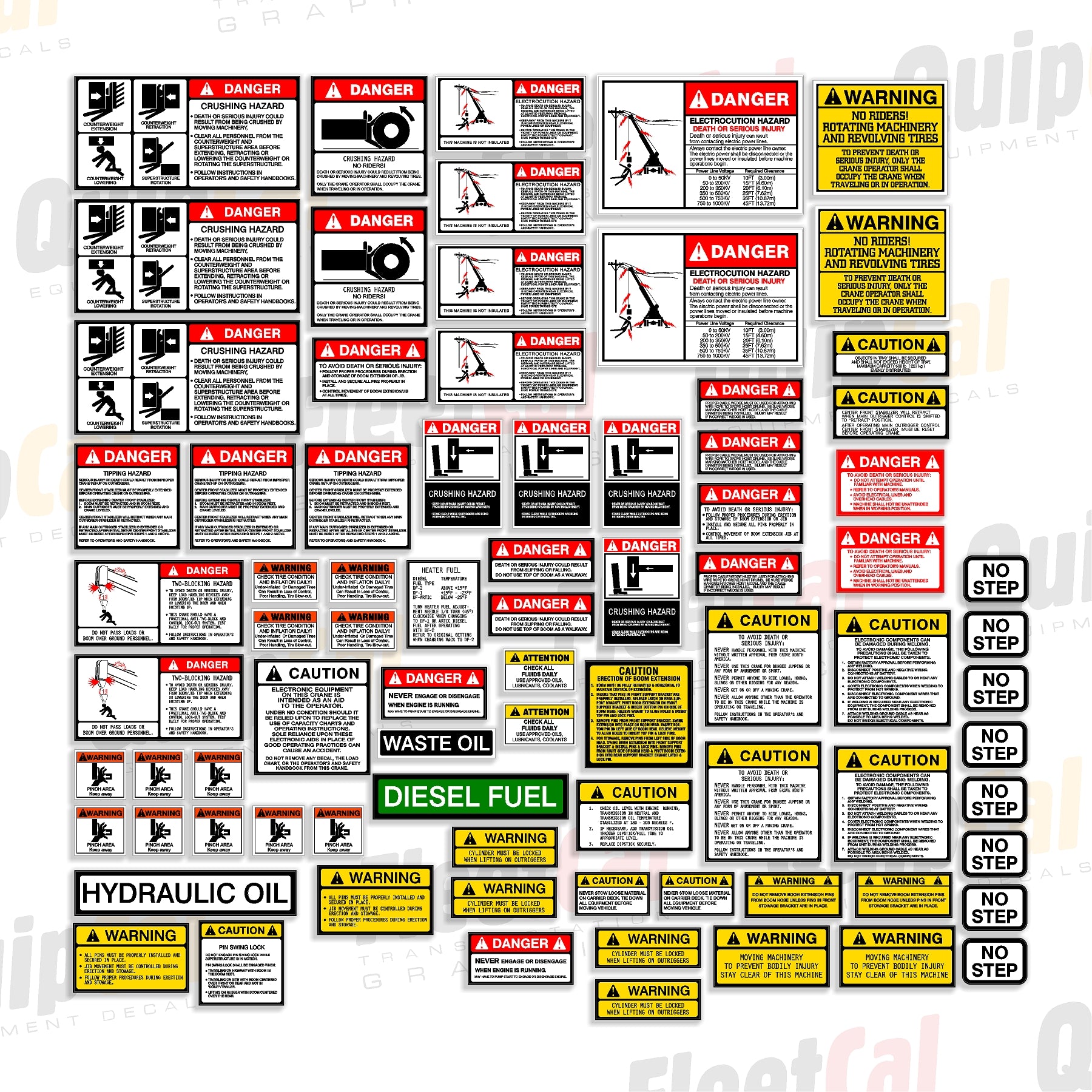 Grove Truck Crane Safety Decal Set – Truck and Equipment Decals