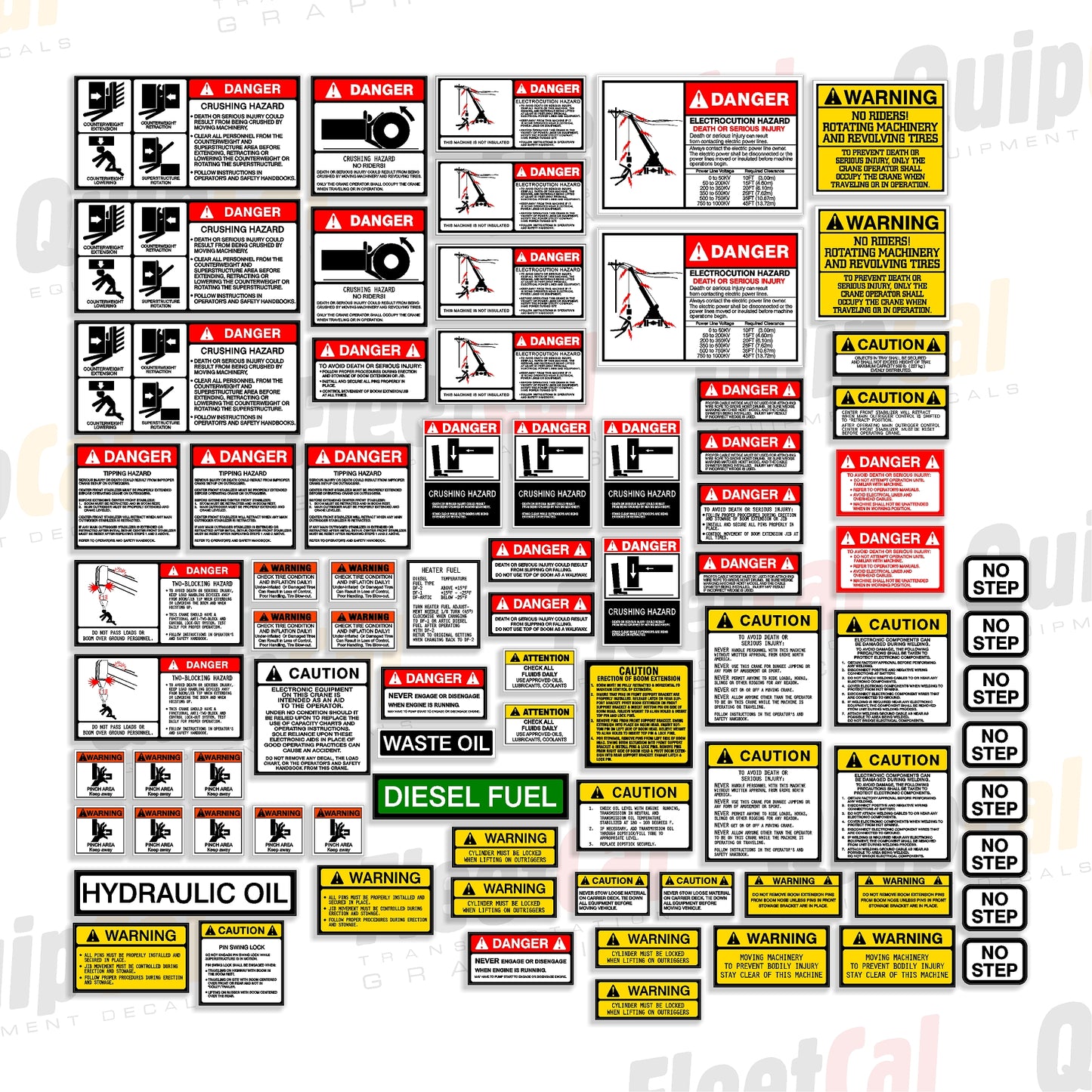 Grove Truck Crane Safety Decal Set – Truck and Equipment Decals