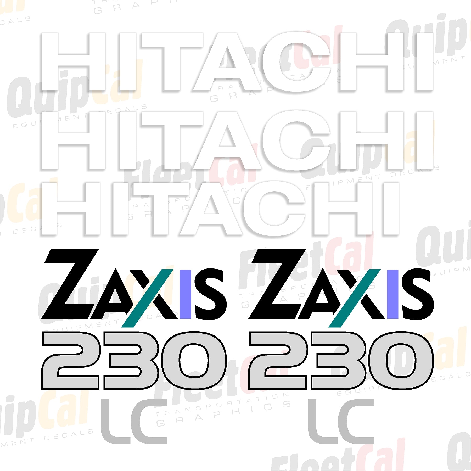 Hitachi Zaxis 230LC Excavator Marking Decal Set – Truck and Equipment ...