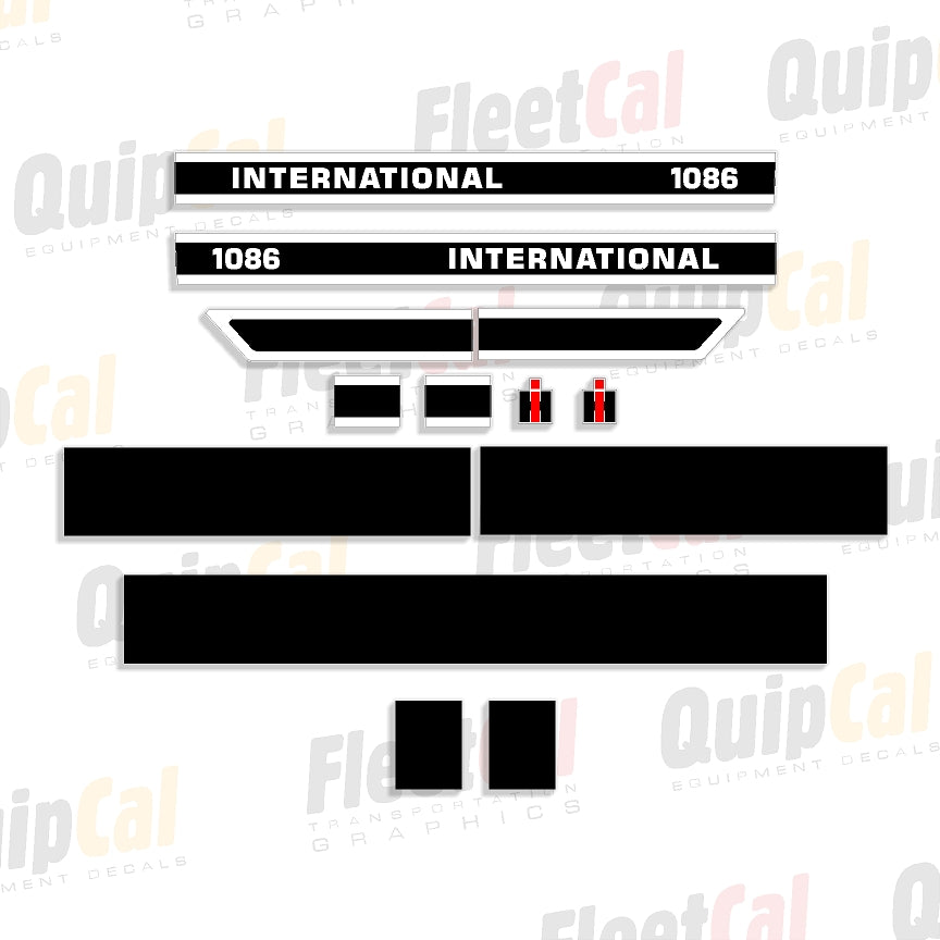 International 1086 Tractor Marking Decal Set - Black Stripe Model ...