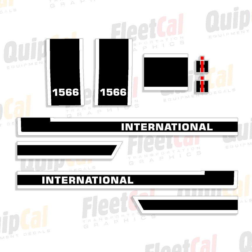 International 1566 Tractor Marking Decal Set - Black Stripe Model ...