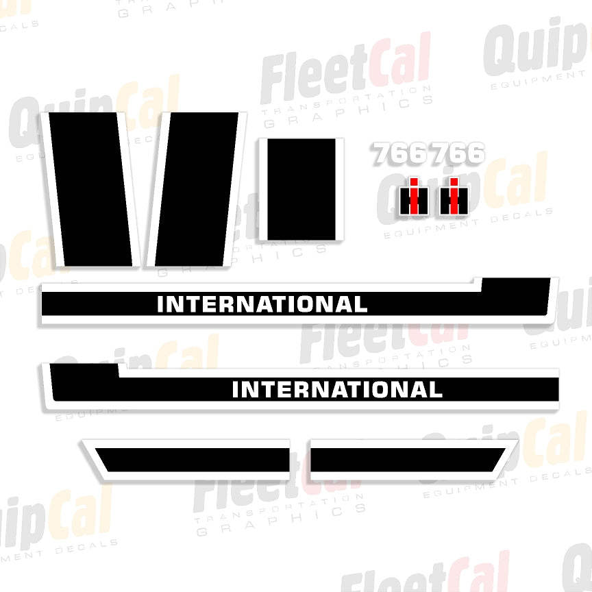 International 766 Tractor Marking Decal Set - Black Stripe Model ...