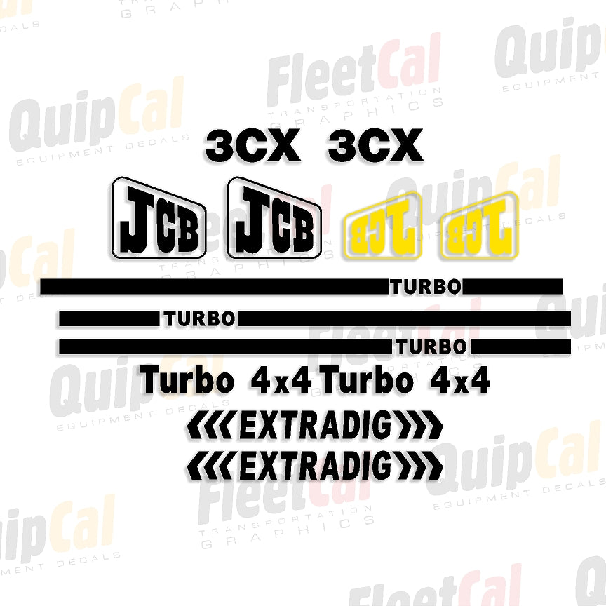 JCB 3CX Extradig Backhoe Marking Decal Set (Mid 1990s Model) – Truck ...