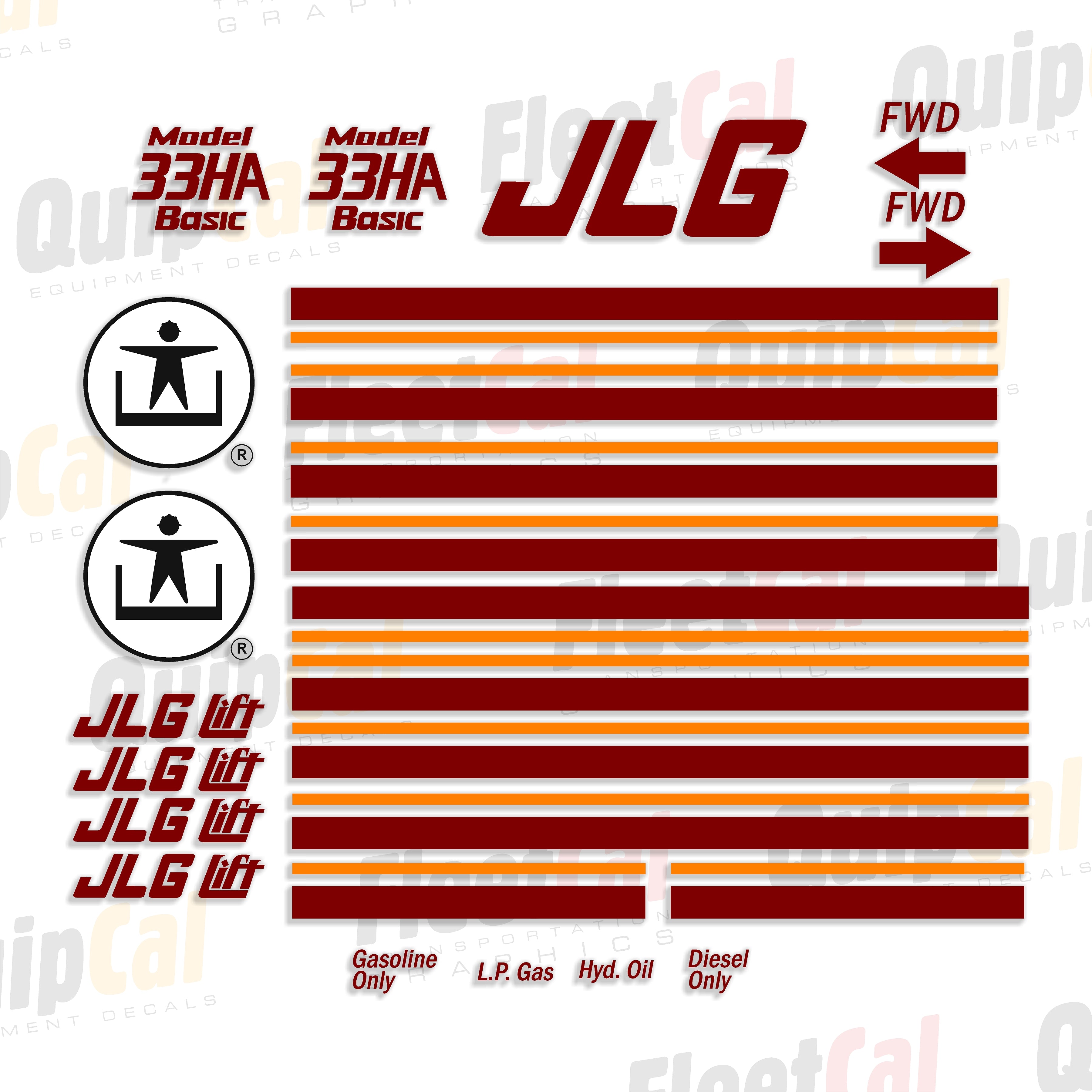 JLG 33HA Articulated Manlift Marking Decal Set – Truck and Equipment Decals