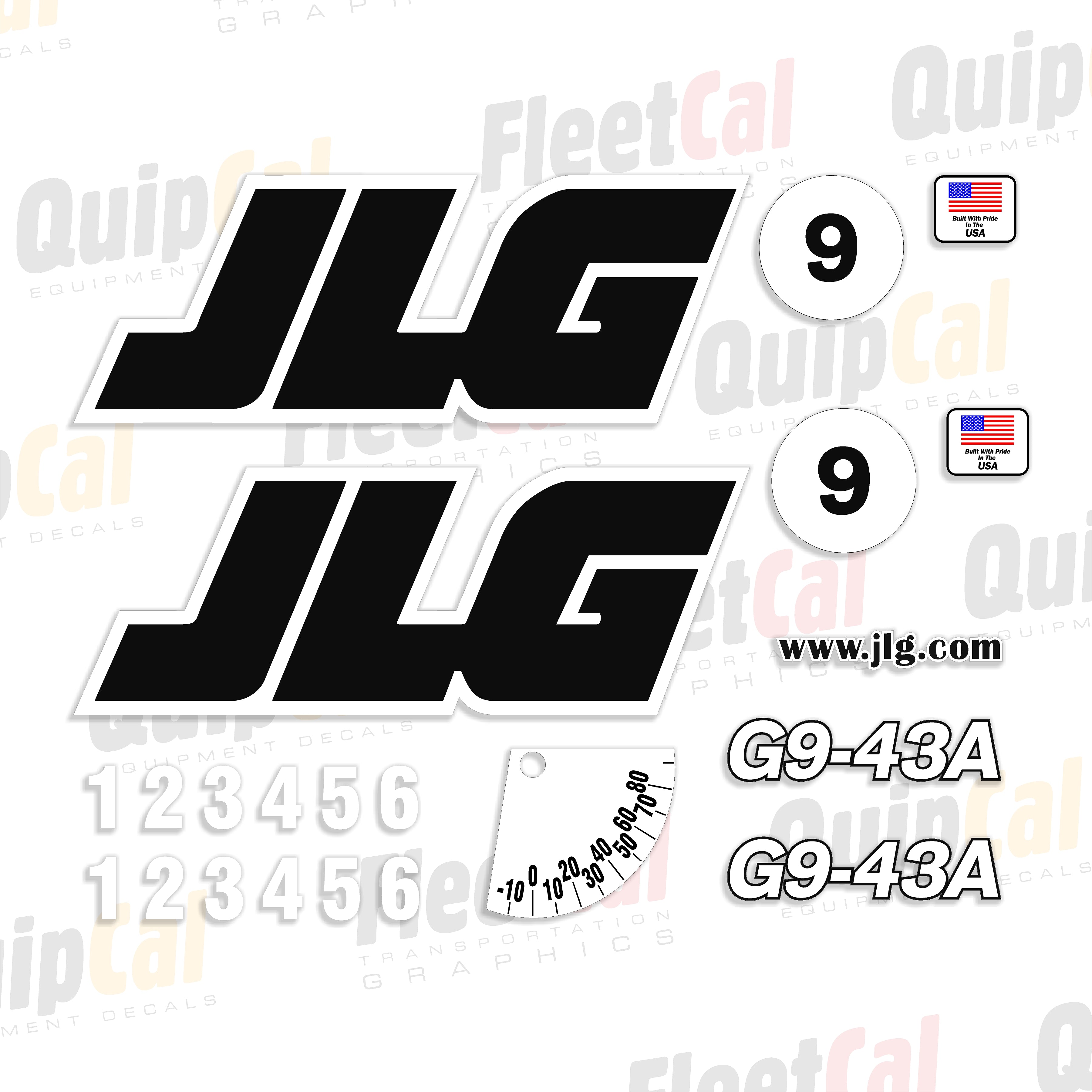 JLG G9-43A Telehandler Marking Decal Set – Truck and Equipment Decals