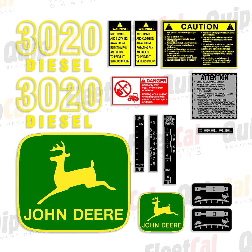 John Deere 3020 Tractor Marking Decal Set – Truck and Equipment Decals