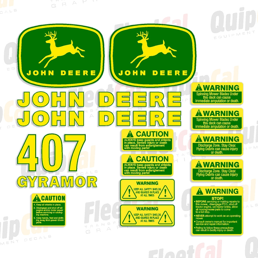 John Deere 407 Gyramor Rotary Mower Marking Decal Set – Truck and ...