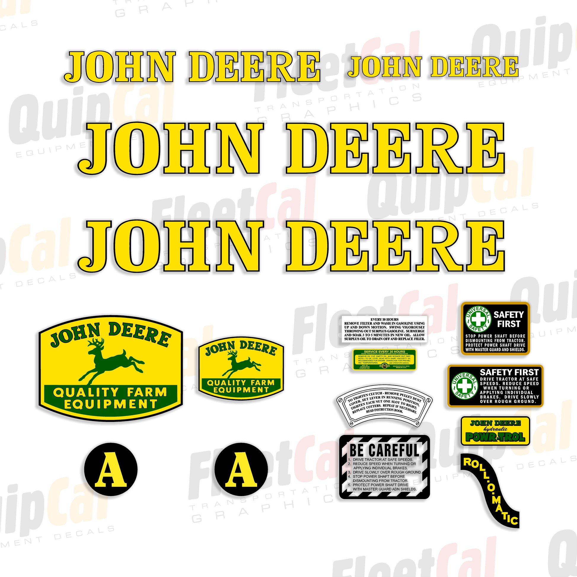 John Deere Model A Tractor Marking Decal Set – Truck and Equipment Decals