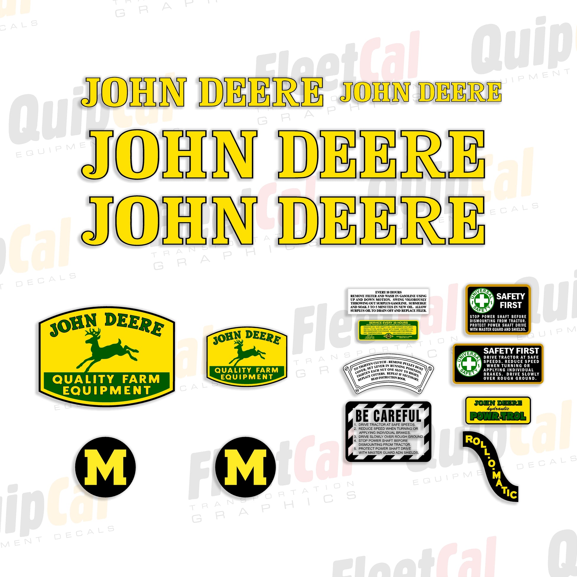 John Deere Model M Tractor Marking Decal Set – Truck and Equipment Decals
