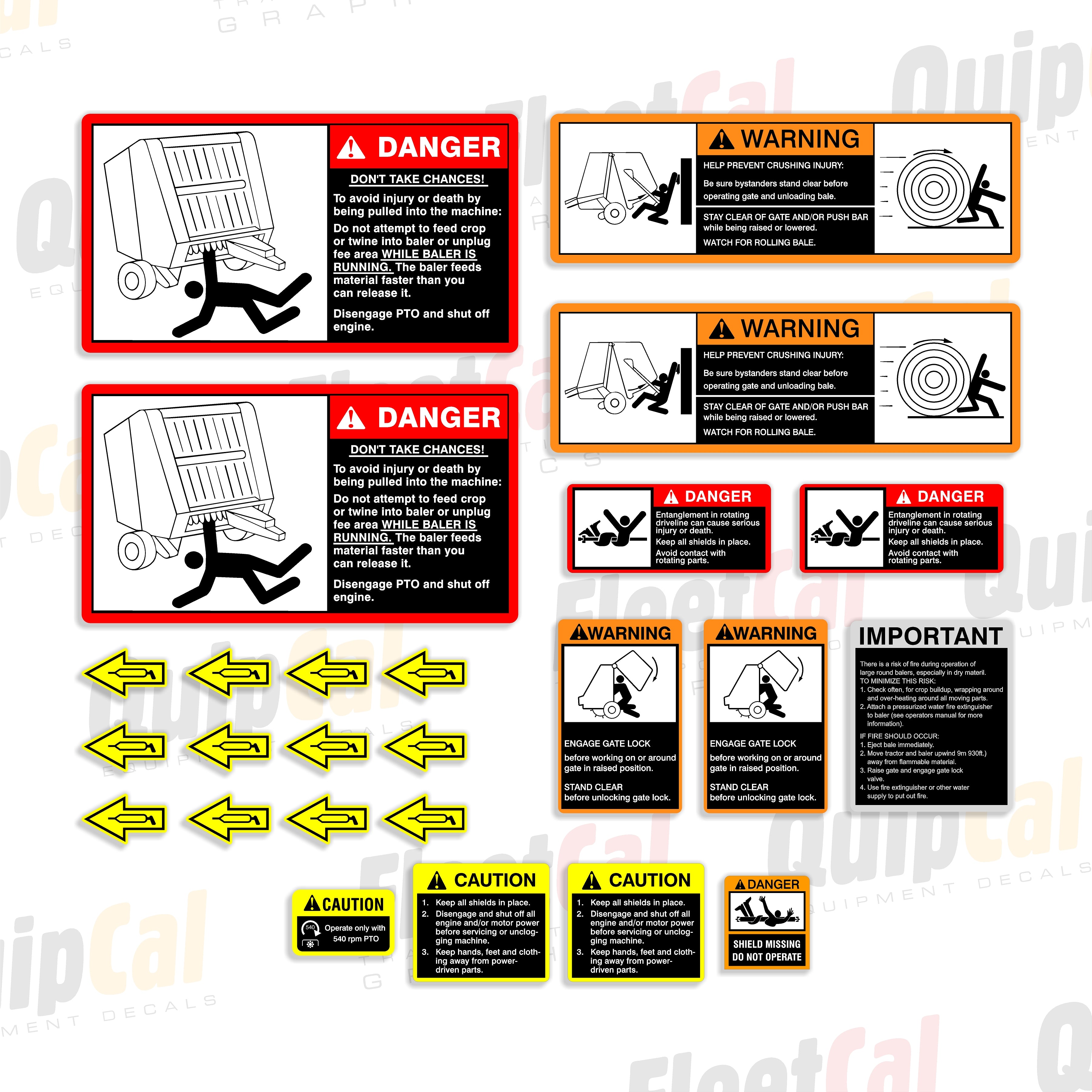 John Deere Round Baler Safety Decal Set – Truck and Equipment Decals