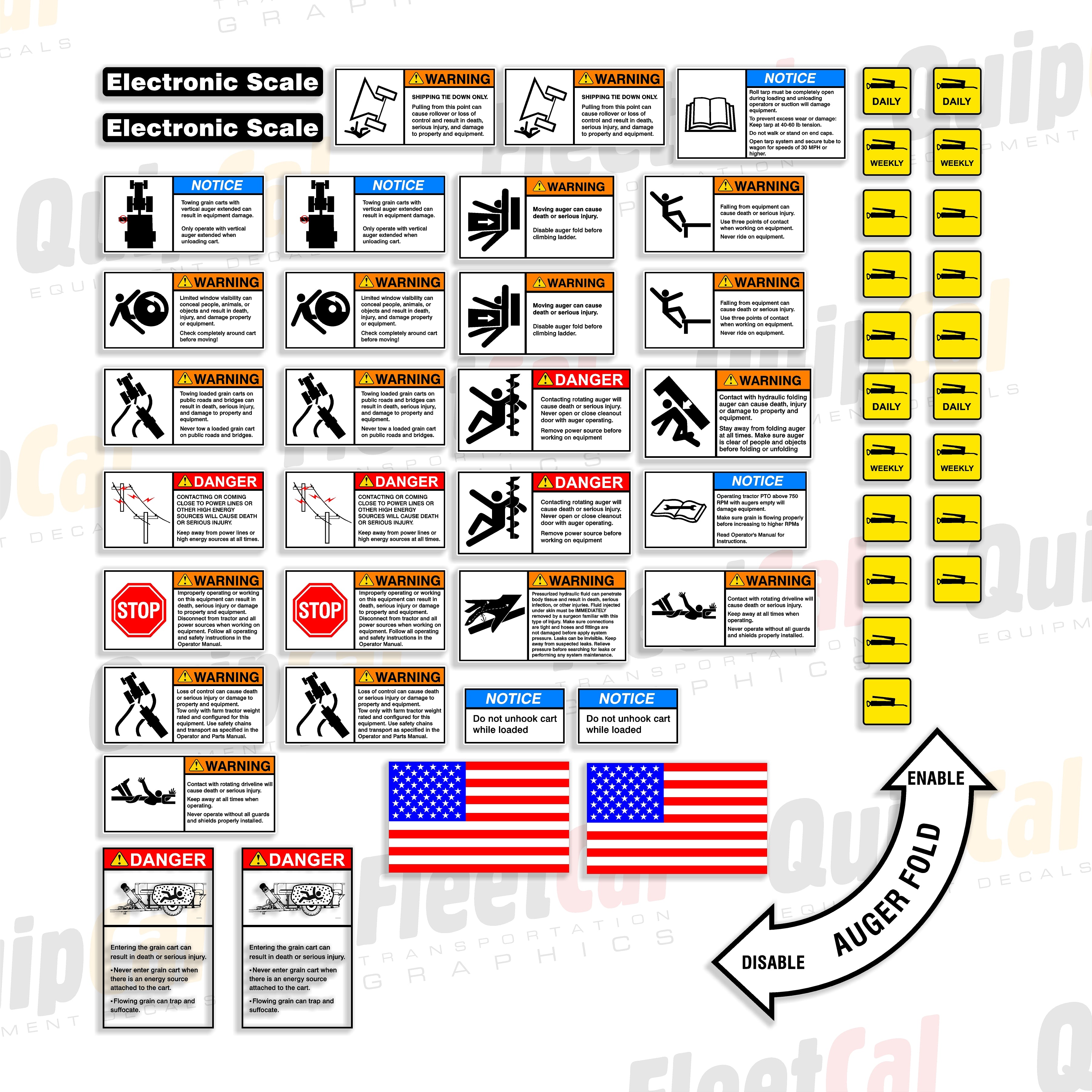 Kinze Grain Cart (Auger Wagon) Safety Decal Set – Truck and Equipment ...