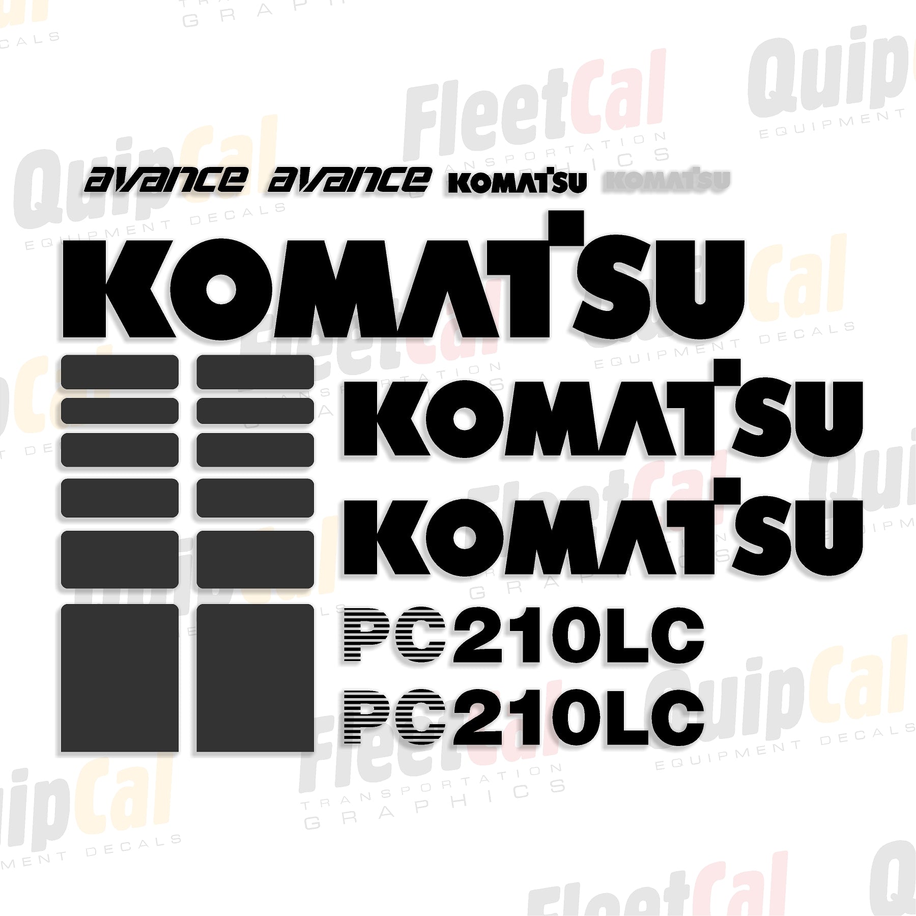 Komatsu PC210LC-6 Excavator Marking Decal Set – Truck and Equipment Decals