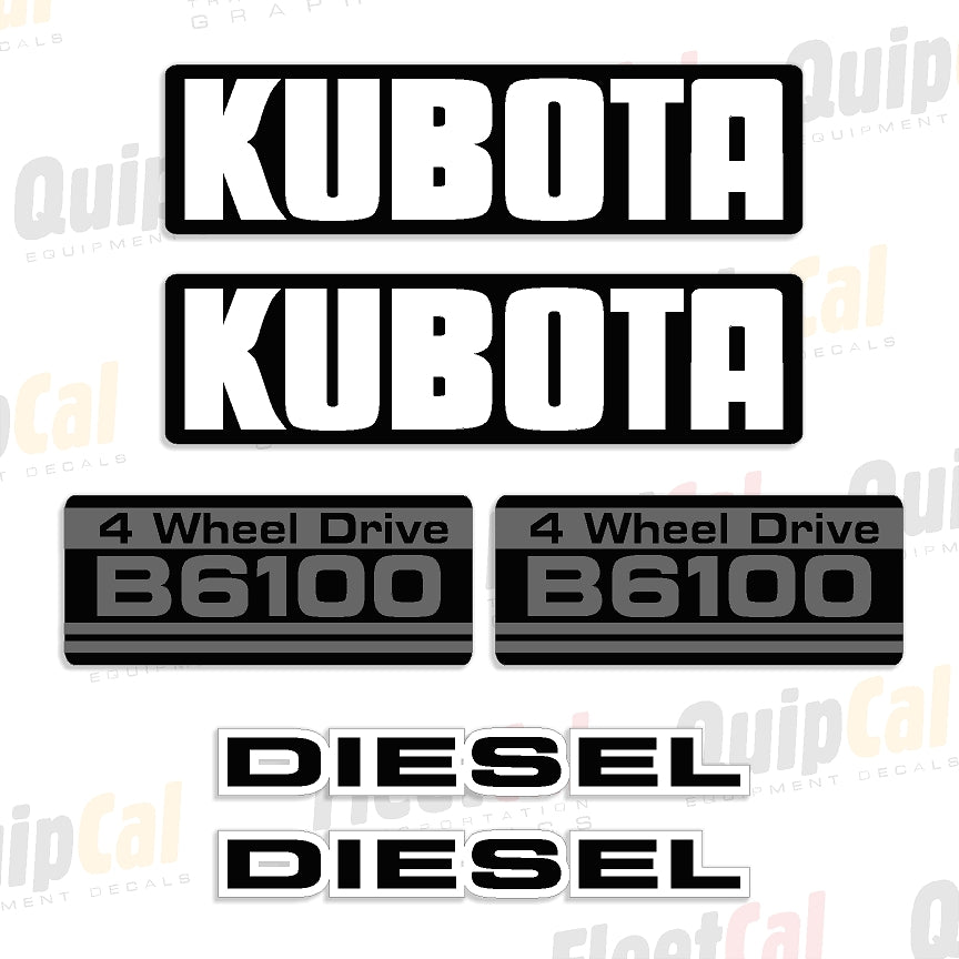 Kubota B6100 Diesel Tractor Marking Decal Set – Truck and Equipment Decals