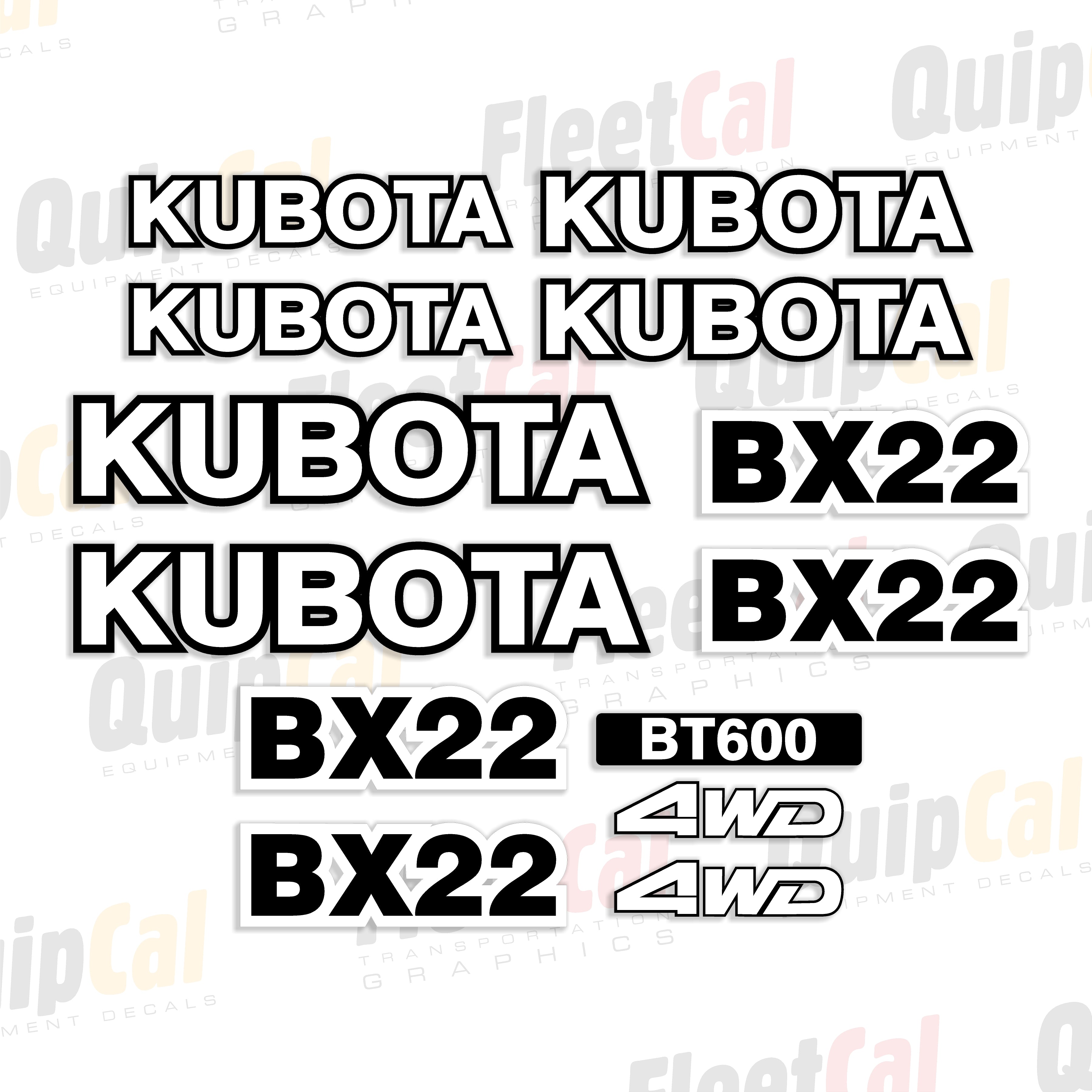 Kubota BX22 Tractor Loader Backhoe Marking Decal Set – Truck and ...