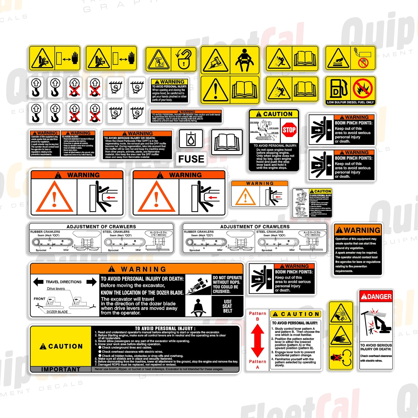 Kubota Excavator Safety Decal Set – Truck and Equipment Decals
