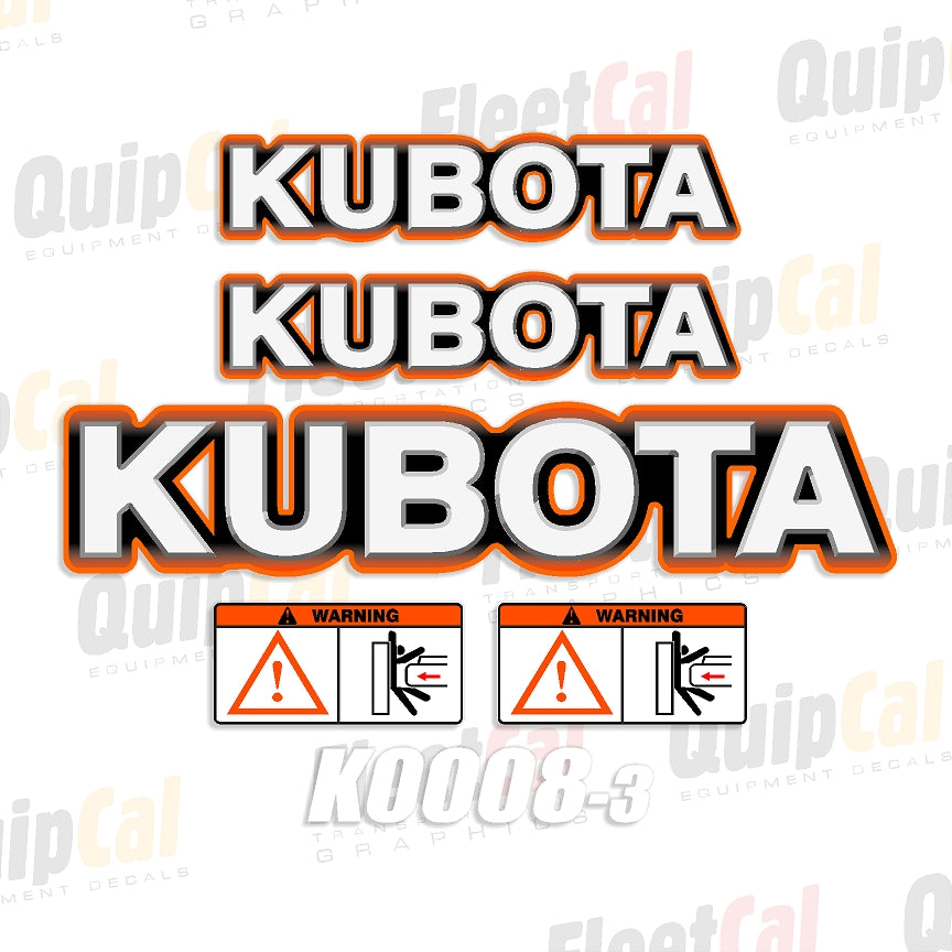 Kubota K0008-3 Mini Excavator Marking Decal Set – Truck and Equipment ...