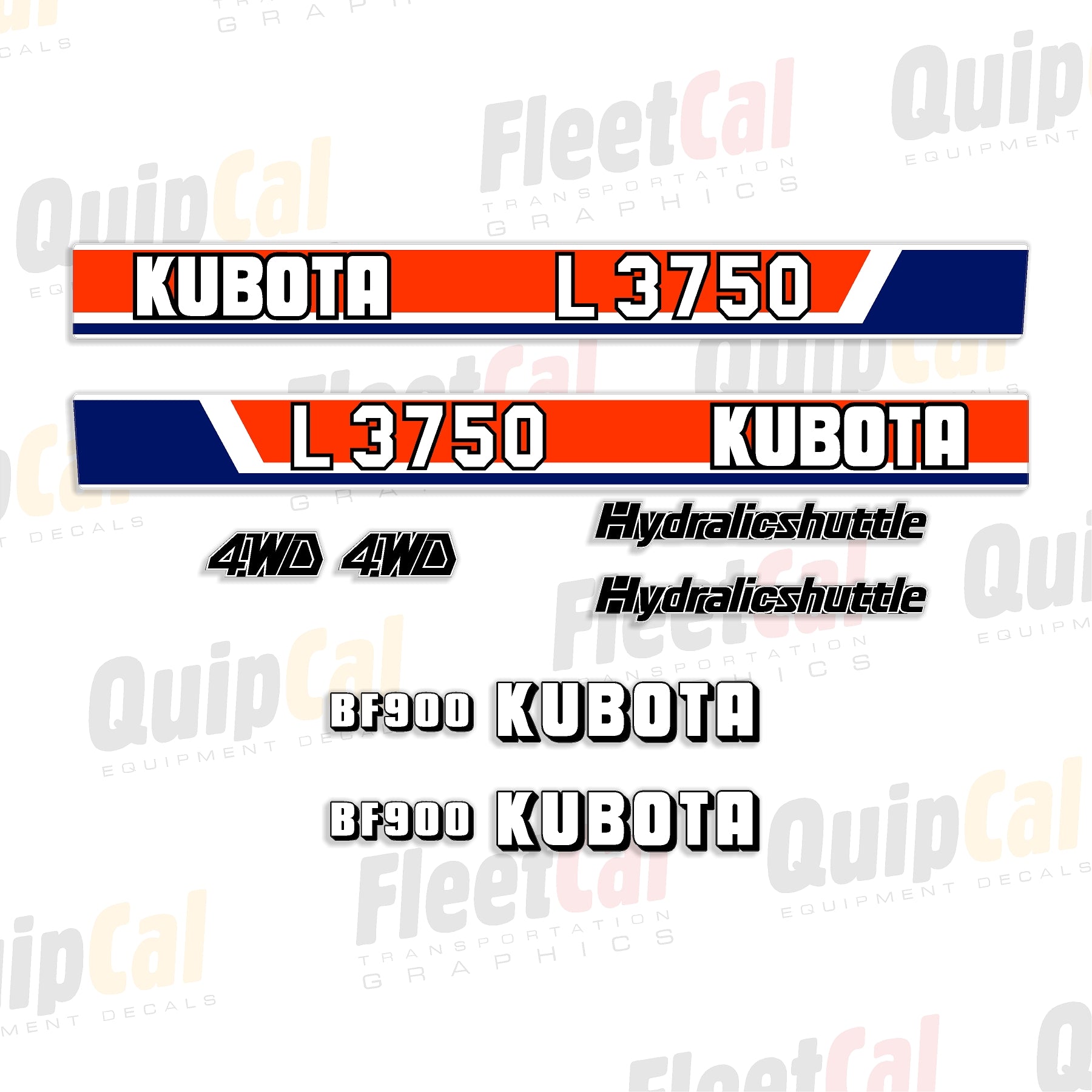 Kubota L3750 Loader with BF900 Loader Attachment Marking Decal Set ...