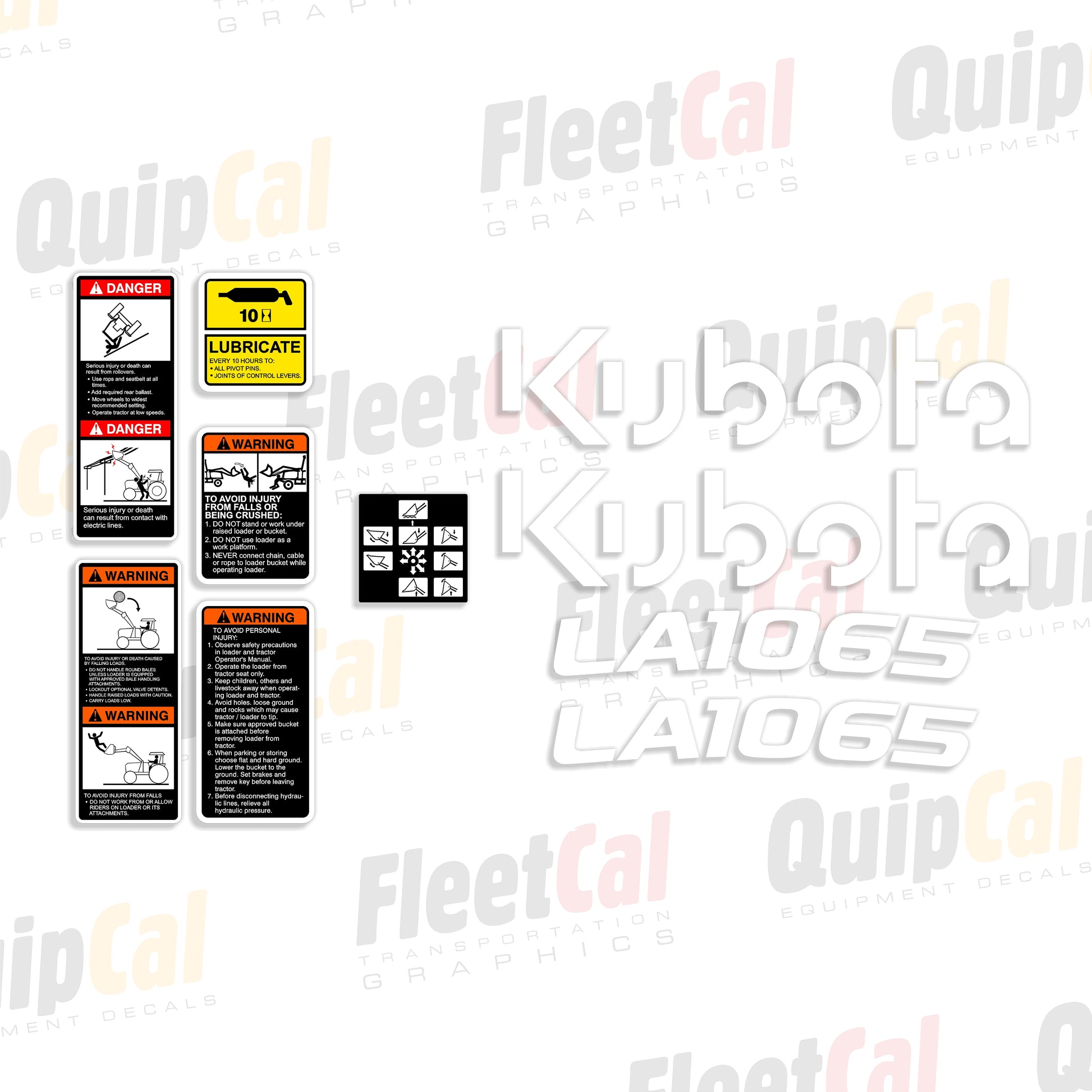 Kubota LA1065 Front Loader Marking Decal Set – Truck and Equipment Decals