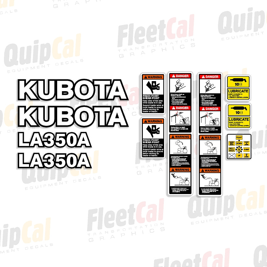 Kubota LA350A Front Loader Decal Set – Truck and Equipment Decals