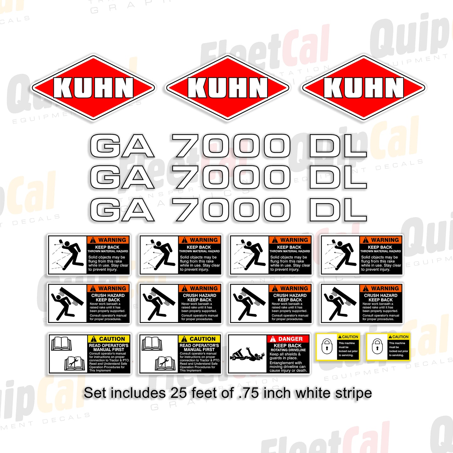 Kuhn GA7000DL Hay Rake Marking Decal Set – Truck and Equipment Decals