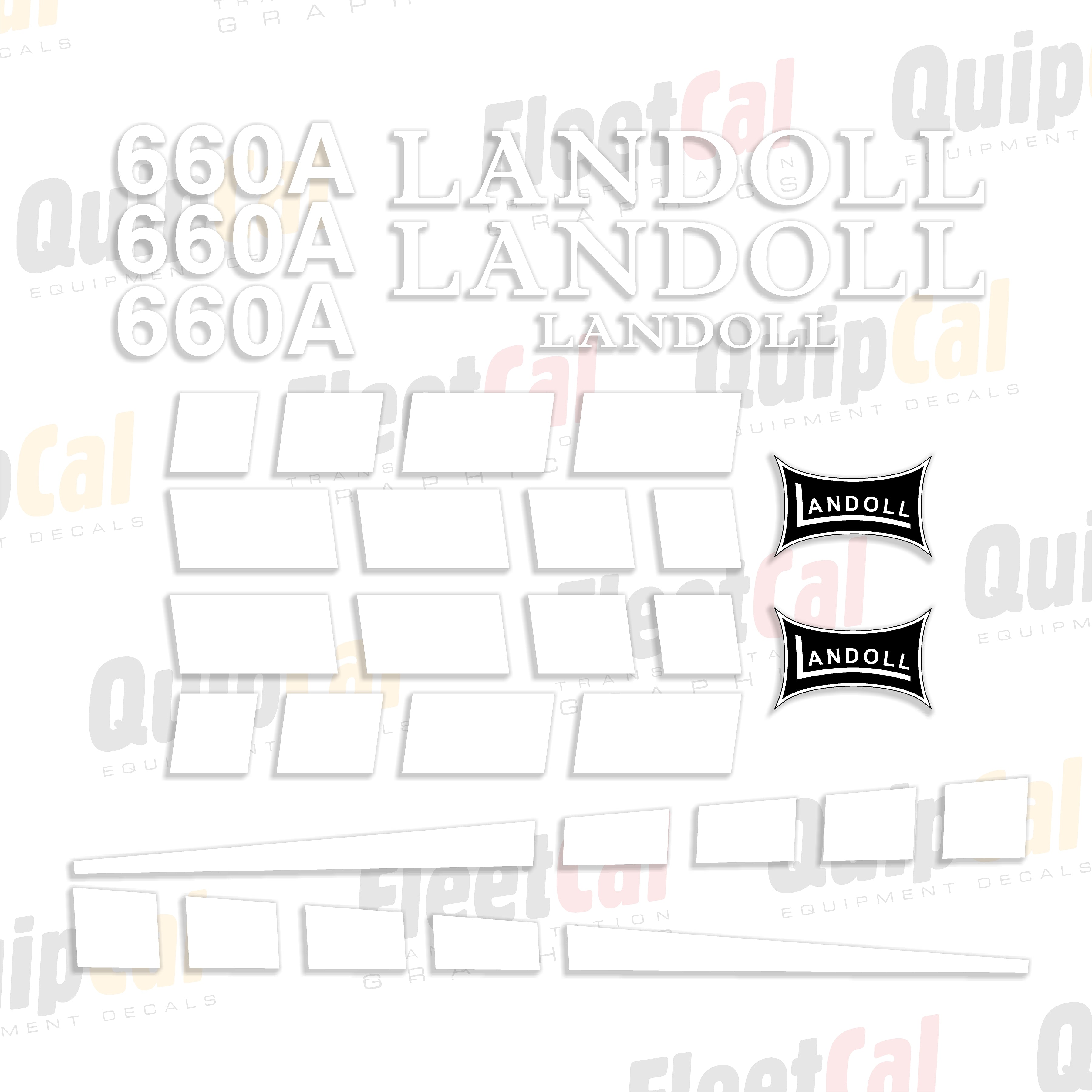Landoll 660A Traveling Axle Trailer Marking Decal Set - White Set ...
