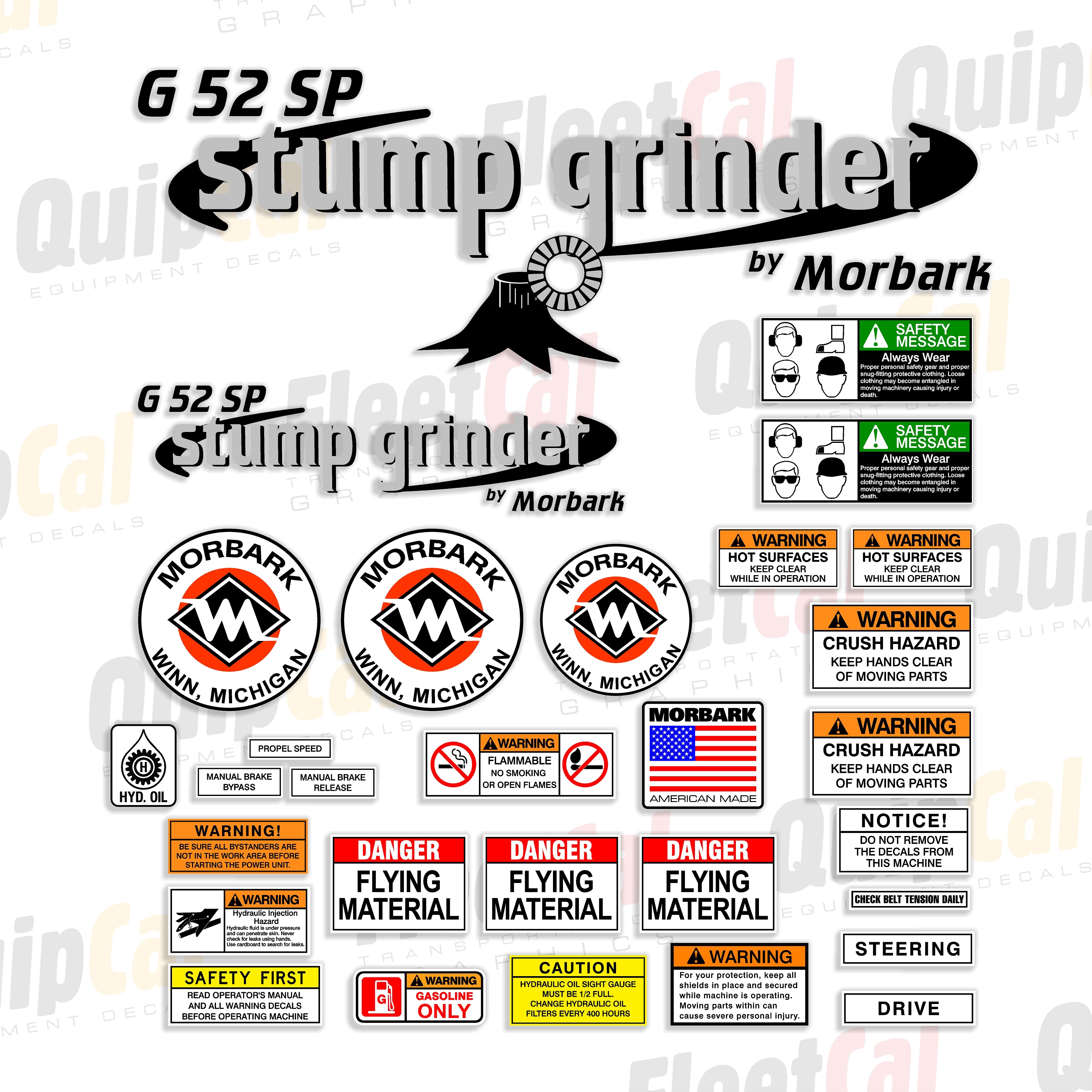 Morbark G52SP Stump Grinder Marking Decal Set – Truck and Equipment Decals