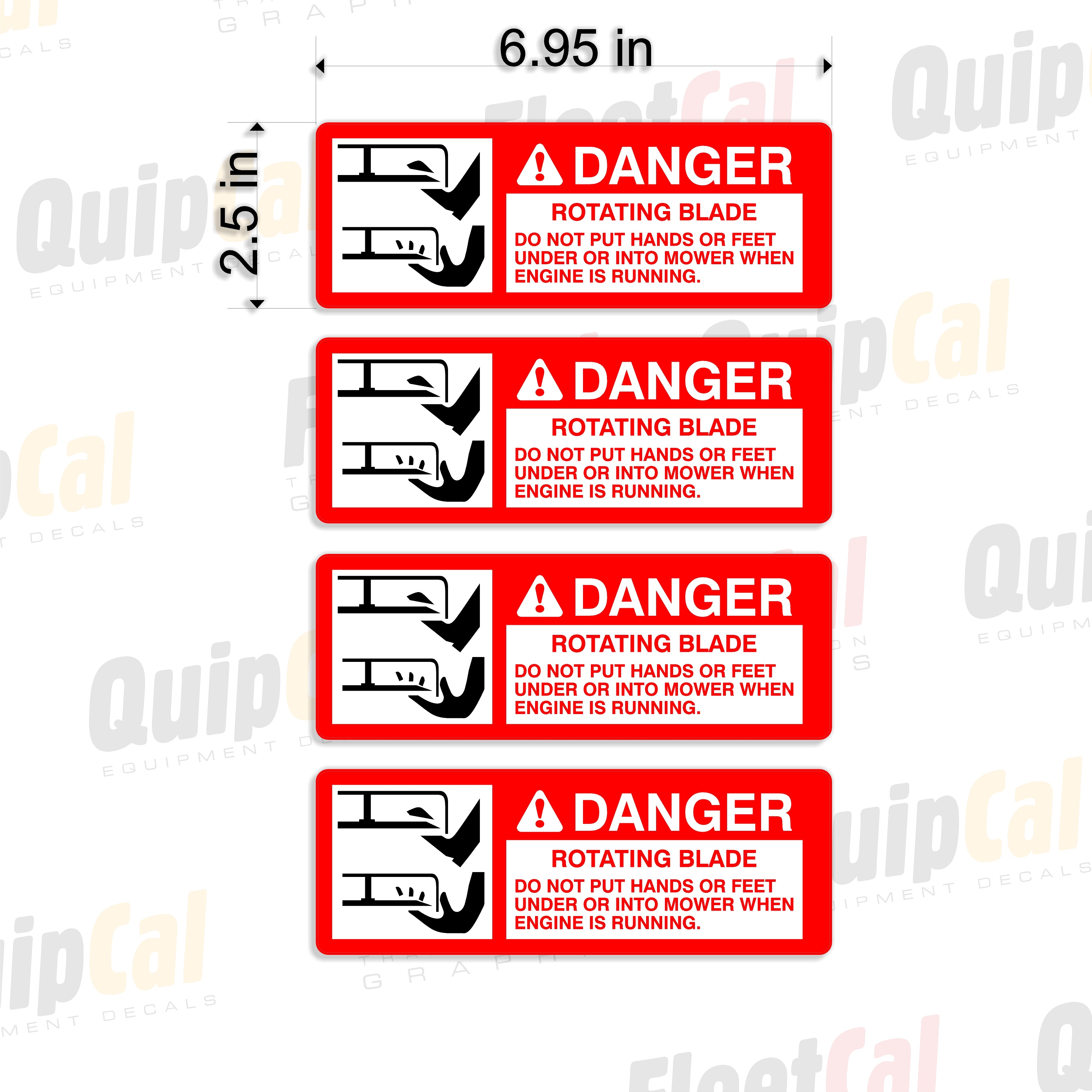 Mower Hazar Decals - Rotating Blades & Thrown Objects - 002 (QTY 4 ...