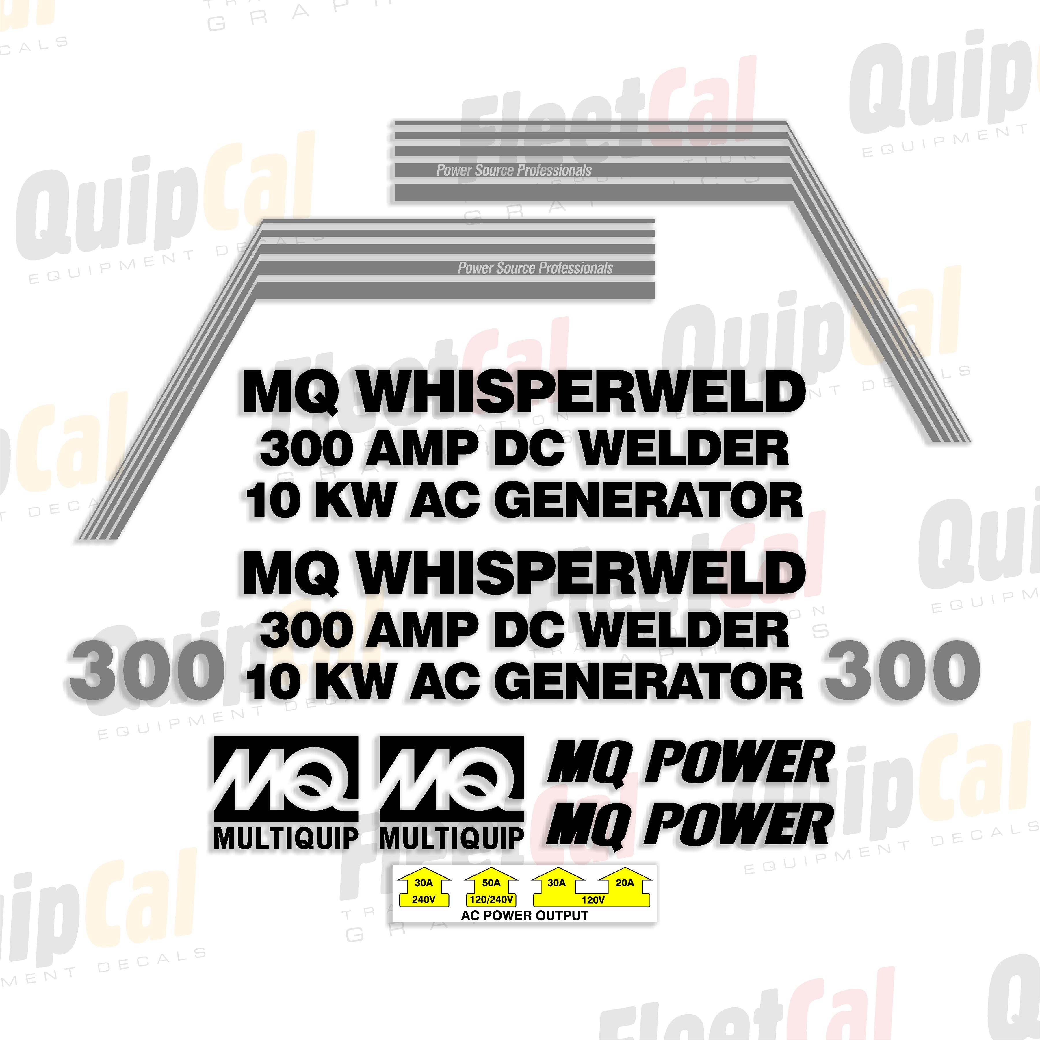 MultiQuip 300 Welder Generator Marking Decal Set – Truck and Equipment ...
