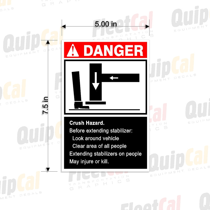 Crane Outrigger Crush Hazard Safety Decal 002 (QTY 10) – Truck and ...