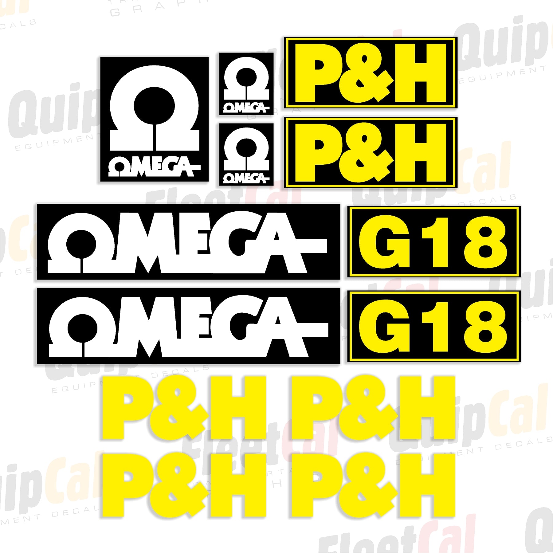 P&H Omega 18 Rough Terrain Crane Marking Decal Set – Truck and ...