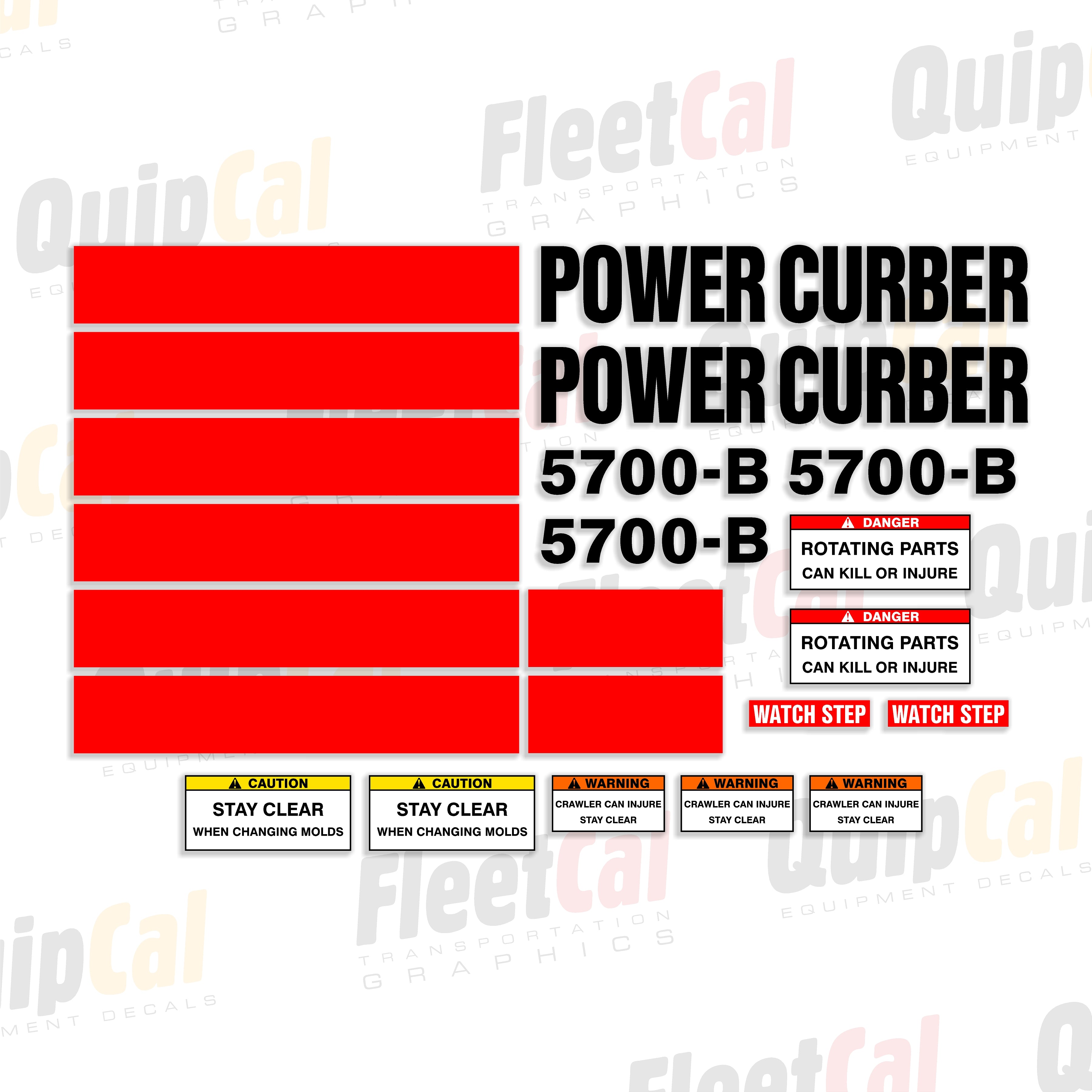 Power Curber 5700B Slip Form Curb Machine Marking Decal Set – Truck and ...