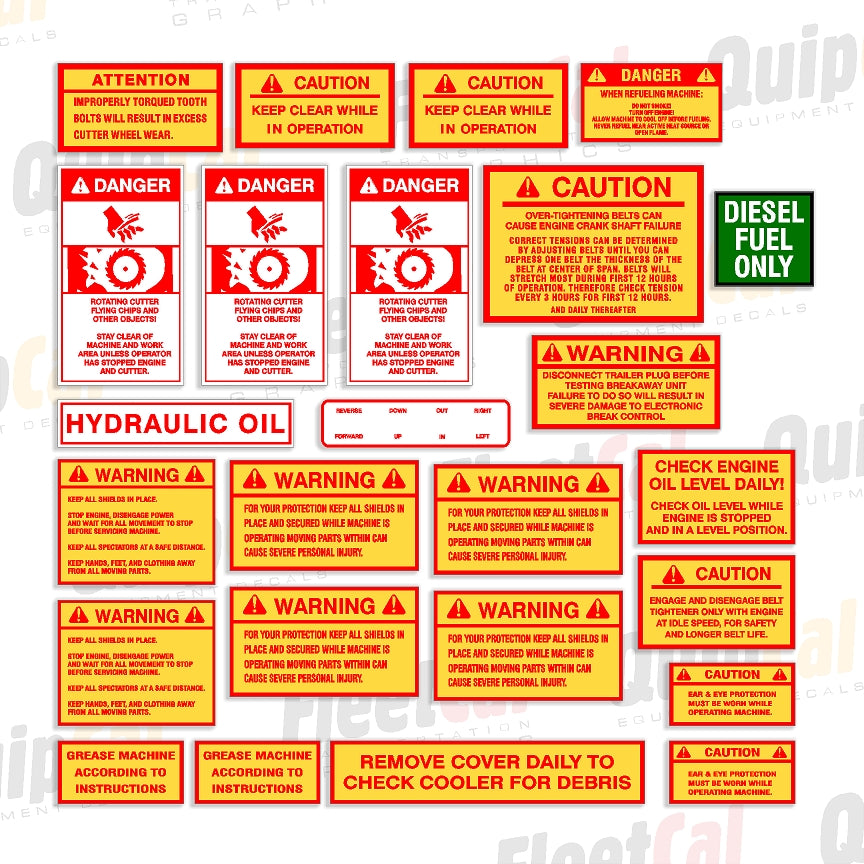 Rayco RG1625 Stump Grinder Safety Decal Set – Truck and Equipment Decals
