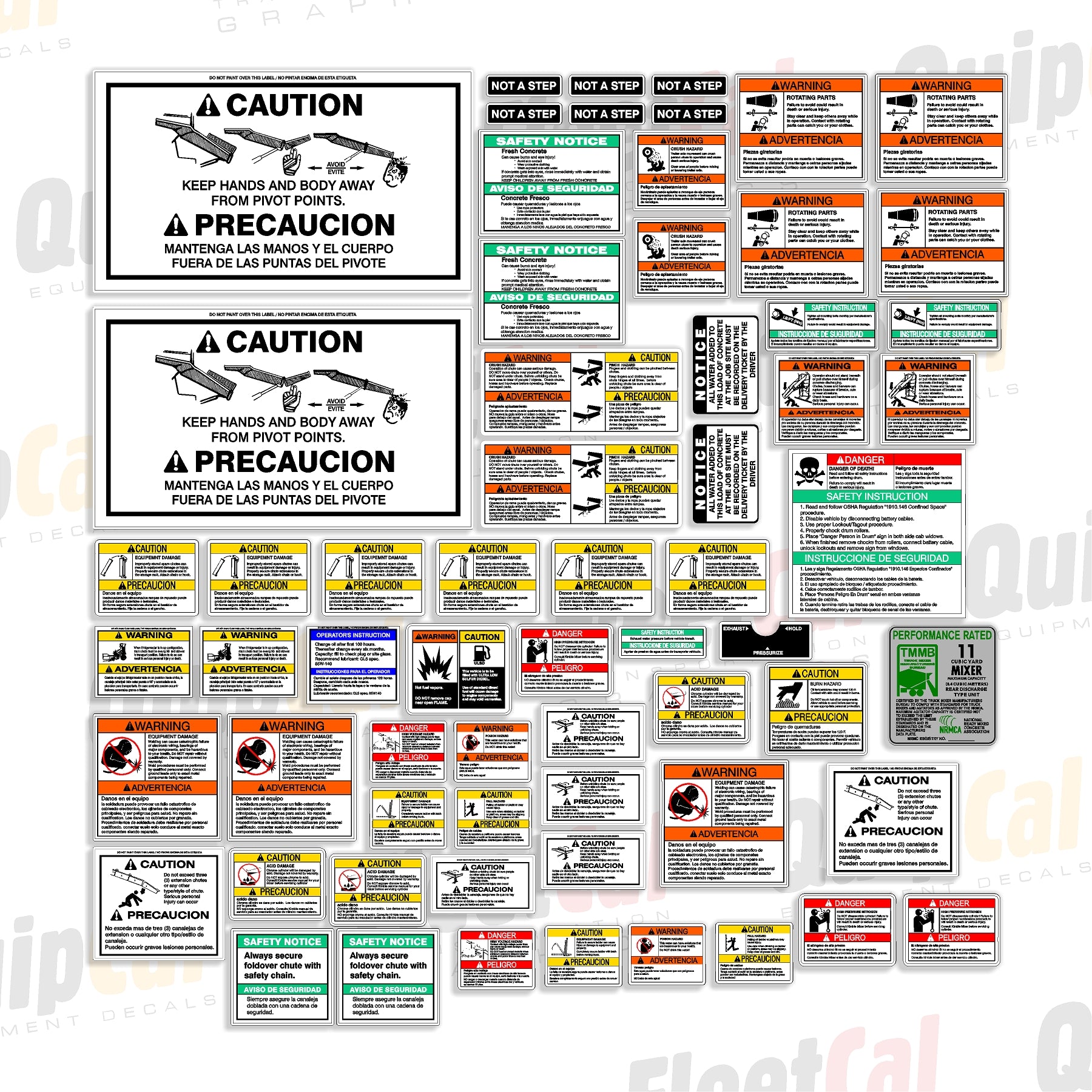 Ready Mix Concrete Safety & Instruction Decal Set Rear Discharge Truck ...
