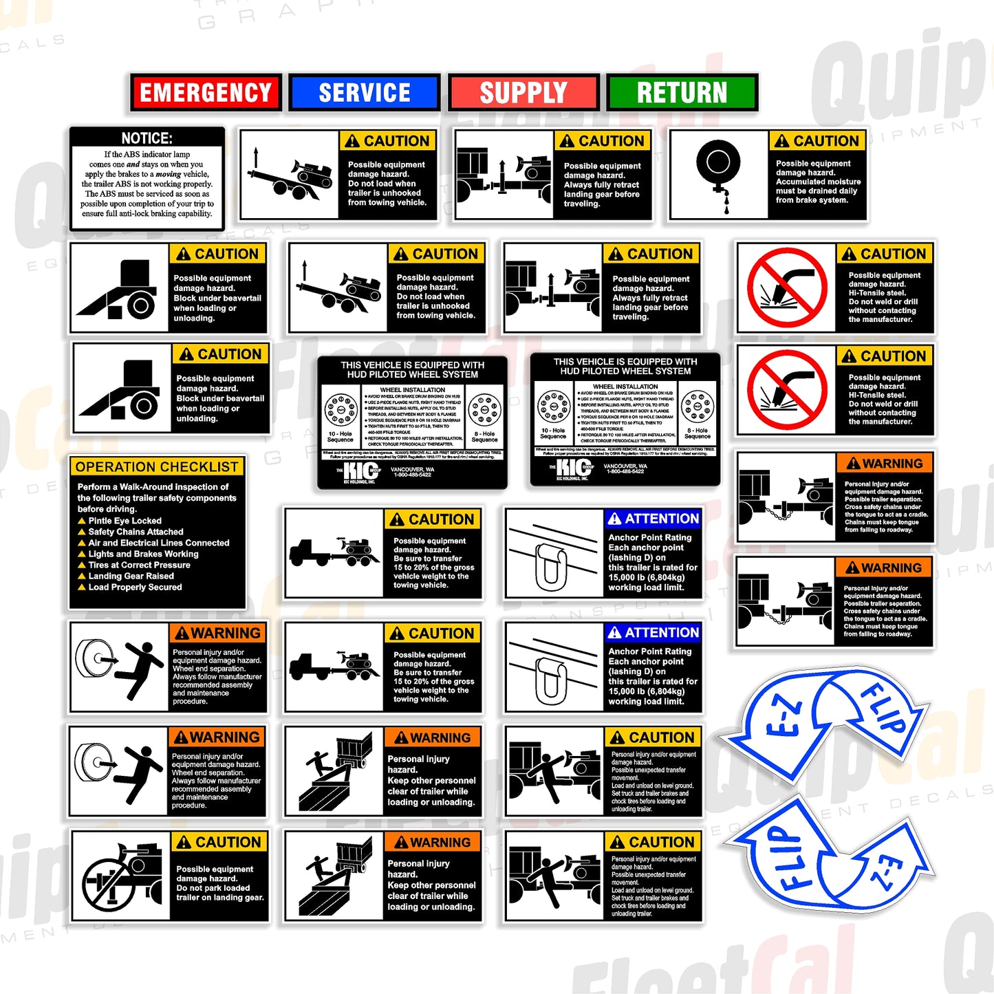 Rogers Tag Trailer with EZ Flip Ramp Safety Decal Set (fits model 20L ...