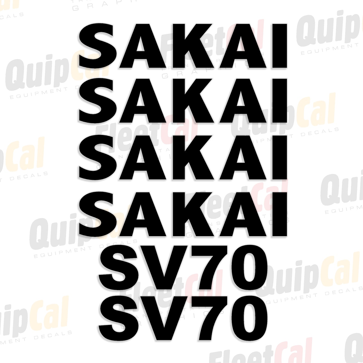 Sakai SV70 Single Drum Compactor Decal Set - Black Marking Decal Set ...