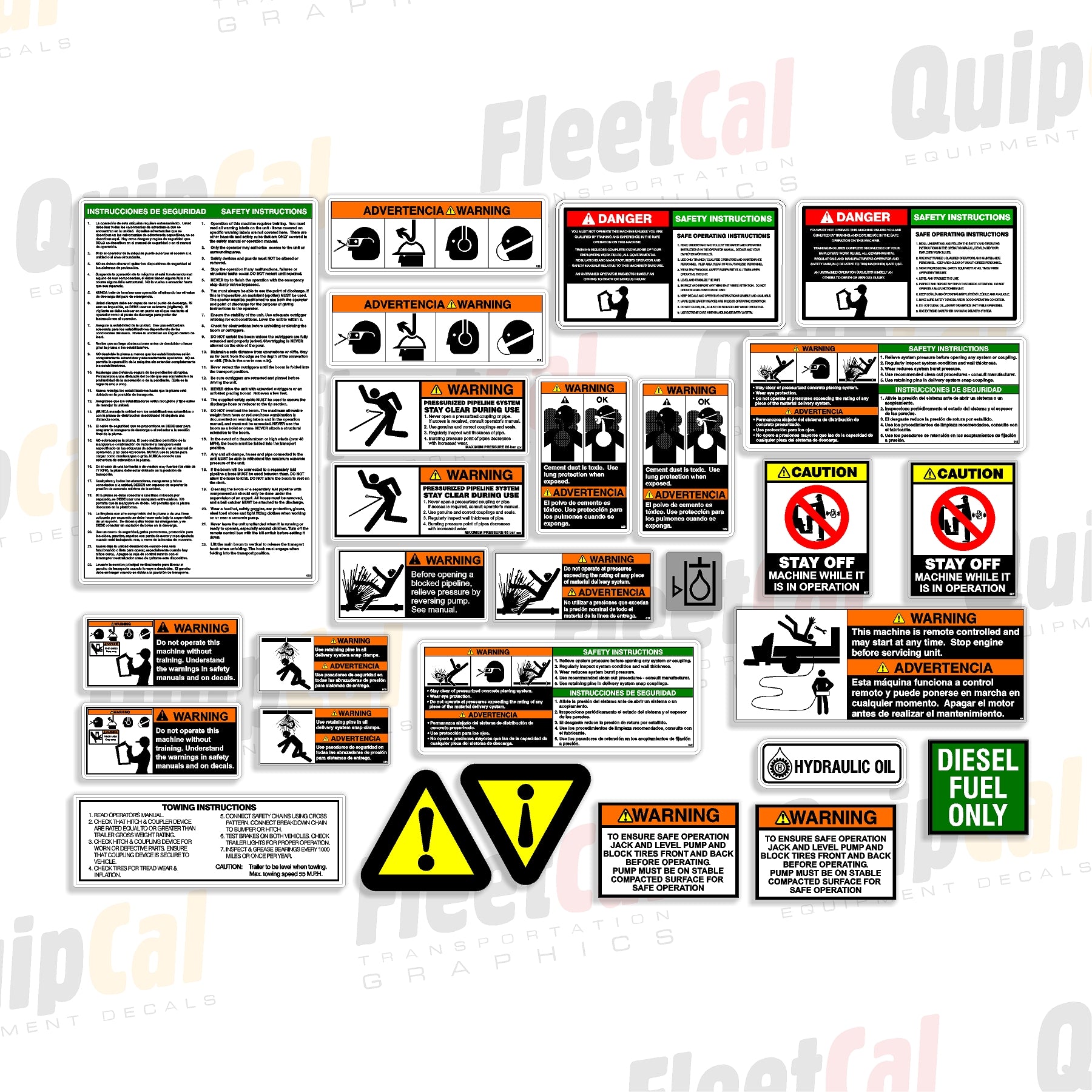 Schwing Trailer Mounted Concrete Pump Safety Decal Set – Truck and ...