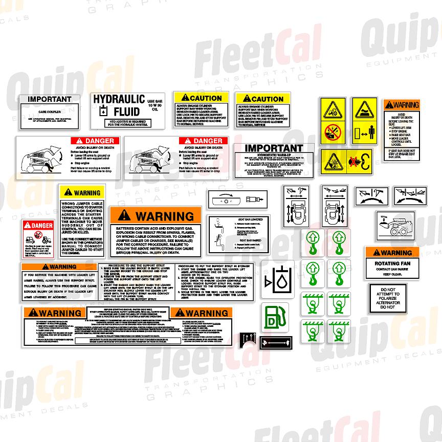 Case Skid Loader Safety Decal Set (fits models 1835, 1840, and 1845 ...