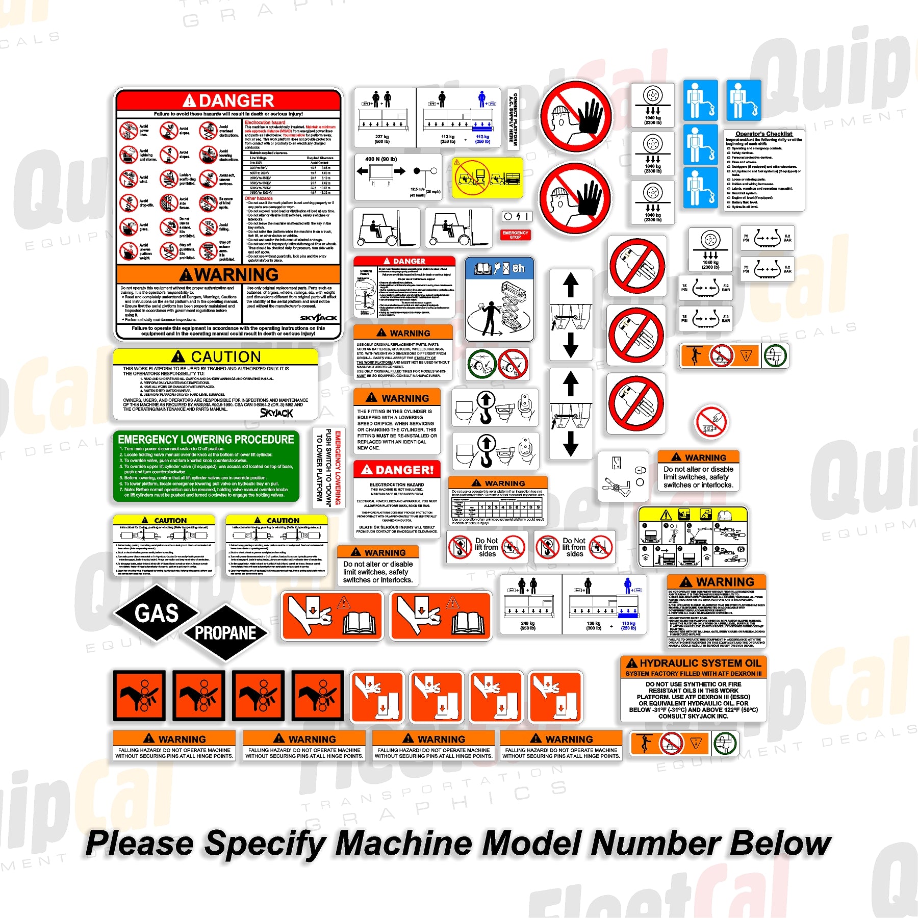 Skyjack Scissorlift Safety Decal Set (fits models SJ3219, SJ3220, SJ32 – Truck and Equipment Decals