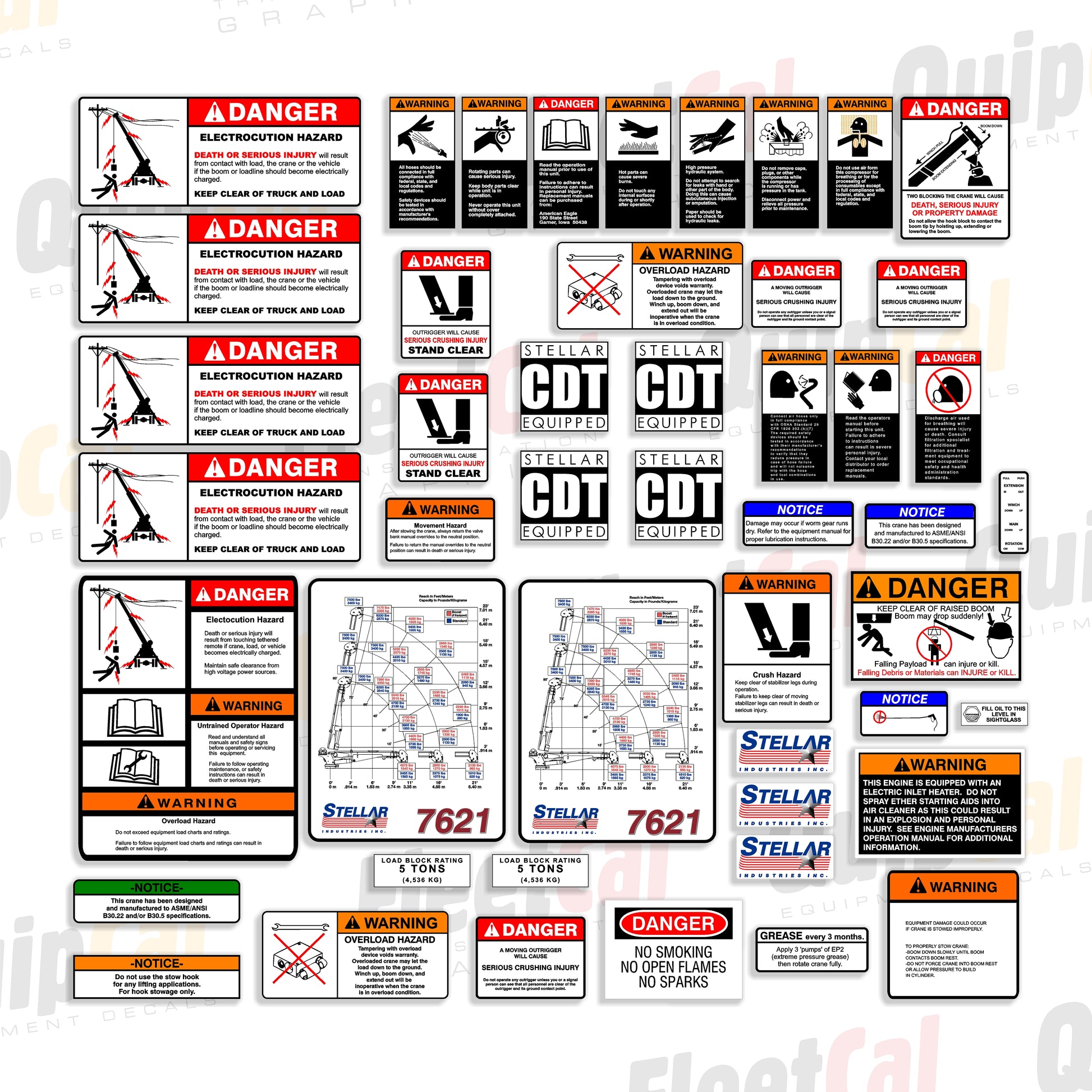 Stellar Mechanic's Crane Safety Decal Set – Truck and Equipment Decals