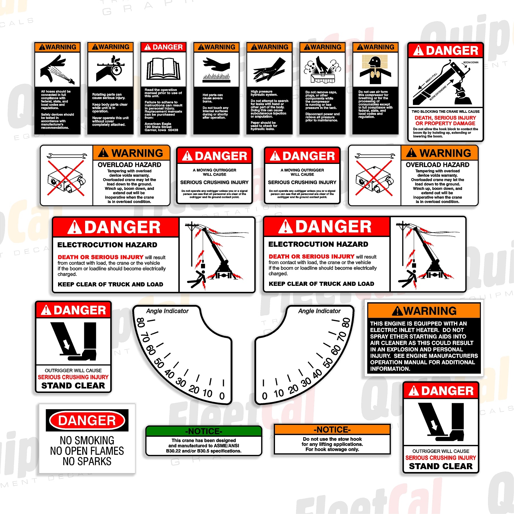 Stellar Mechanic's Truck Crane Safety Decal Set – Truck and Equipment ...