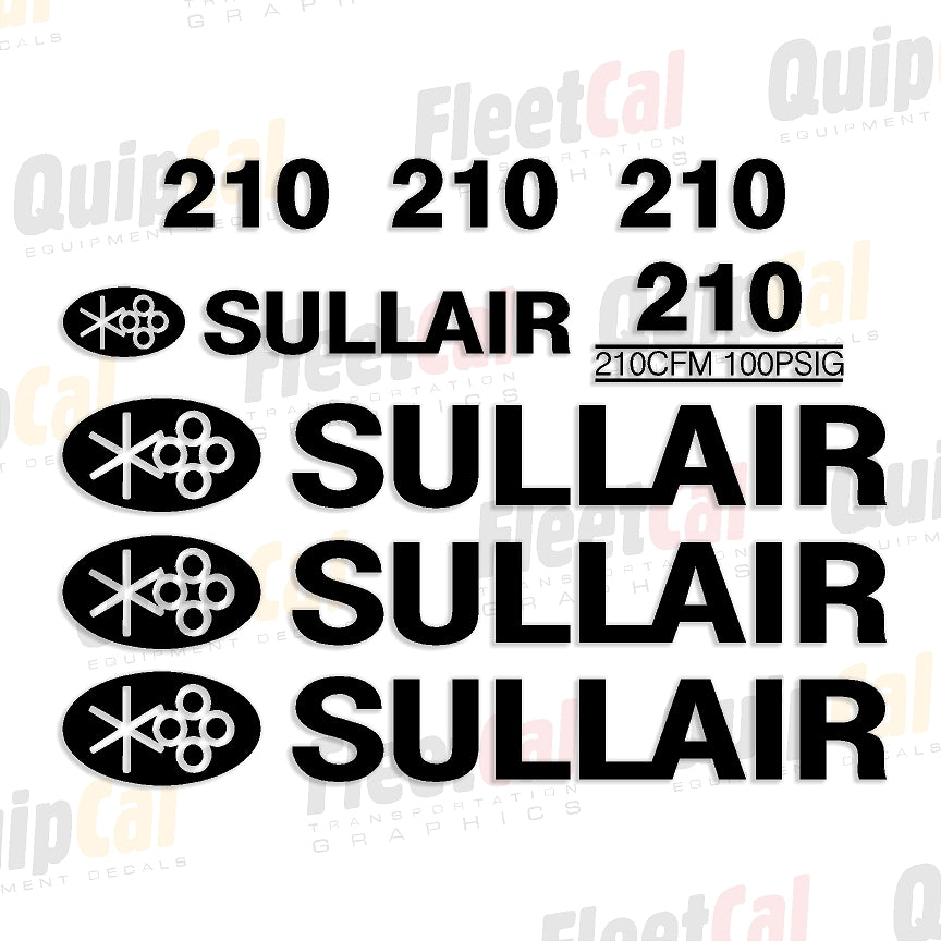 Sullair 210 Tow Behind Air Compressor Marking Decal Set – Truck and ...