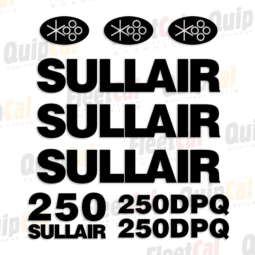 Sullair 250DPQ Tow Behind Air Compressor Marking Decal Set – Truck and ...