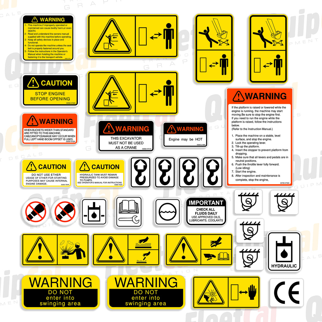 Takeuchi Excavator Safety Decal Set – Truck and Equipment Decals