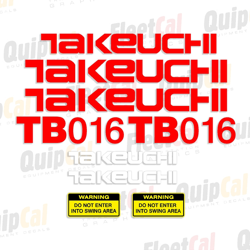Takeuchi TB016 Excavator Marking Decal Set – Truck and Equipment Decals