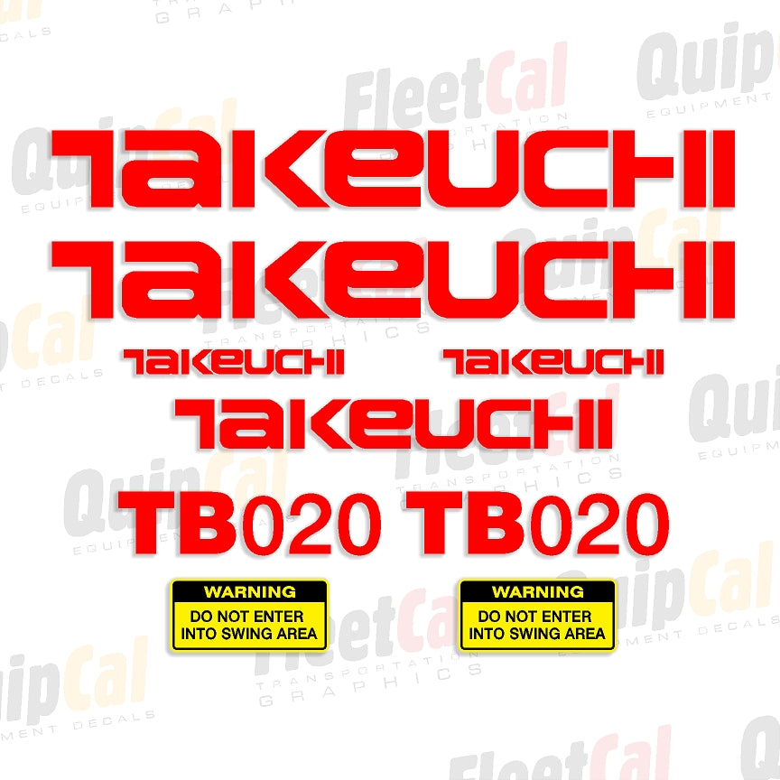 Takeuchi TB020 Excavator Marking Decal Set – Truck and Equipment Decals