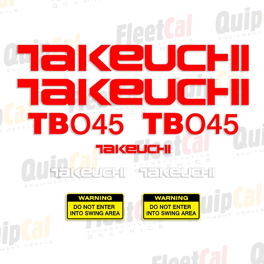 Takeuchi TB045 Excavator Marking Decal Set – Truck and Equipment Decals