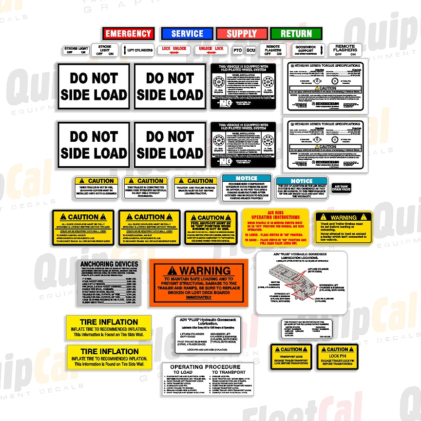 Trail King Detachable Gooseneck Trailer Safety Decal Set – Truck and ...