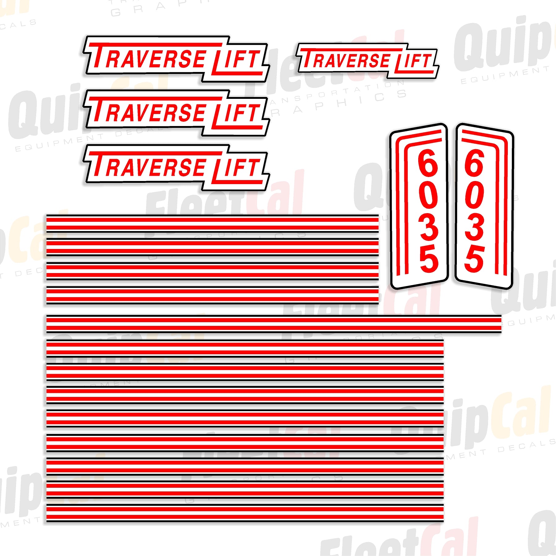 Traverse Lift 6035 Telehandler Marking Decal Set (With Stripe) – Truck ...