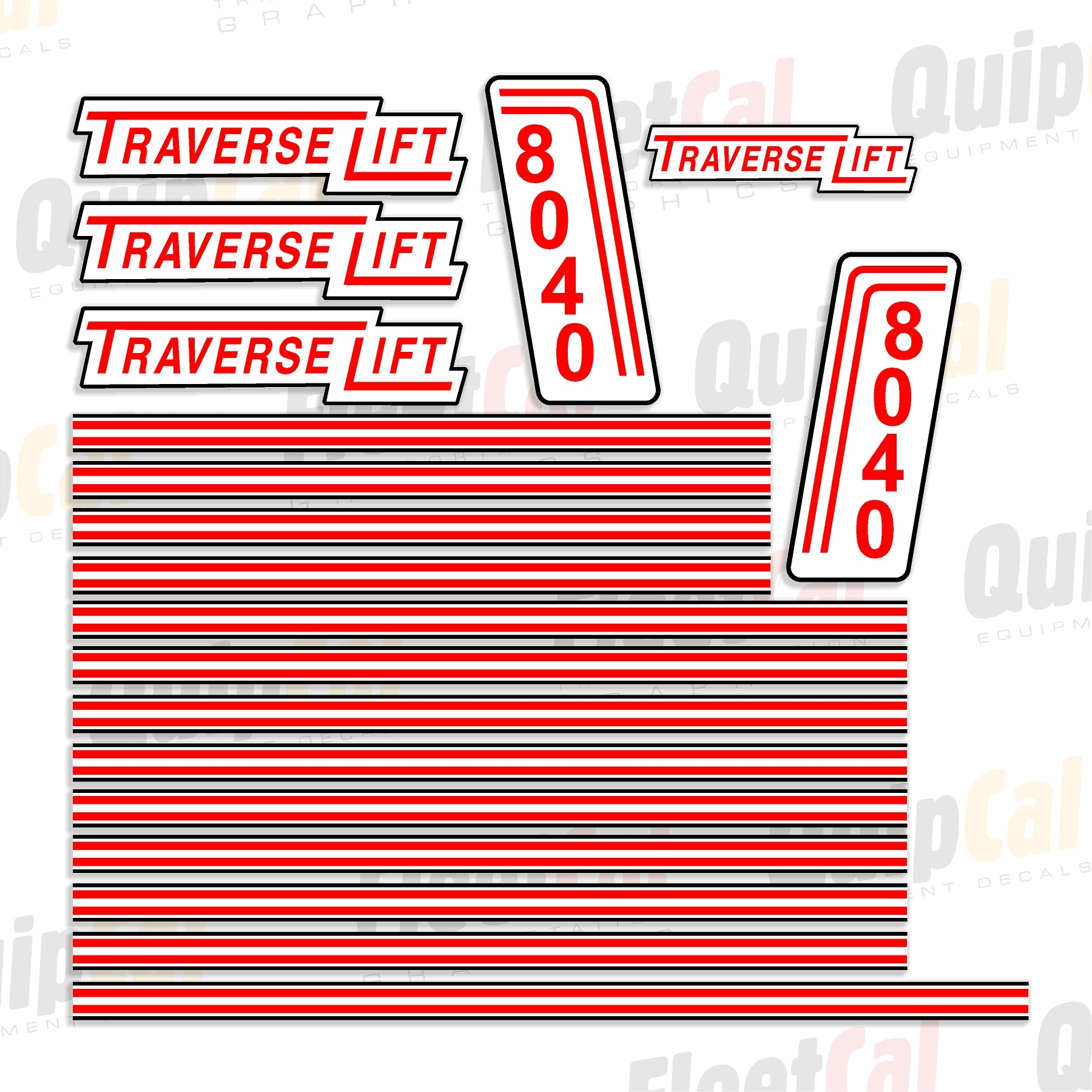 Traverse Lift 8040 Telehandler Marking Decal Set (With Stripe) – Truck ...